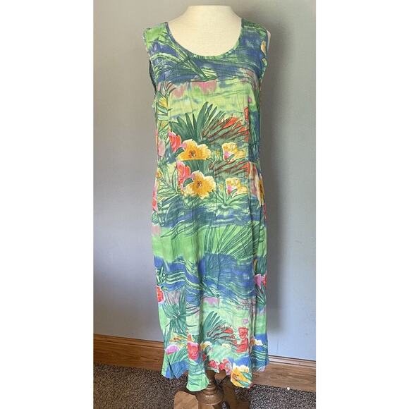 Jams World | Dresses | Jams World Dress Sz Med Green Floral Midi ...